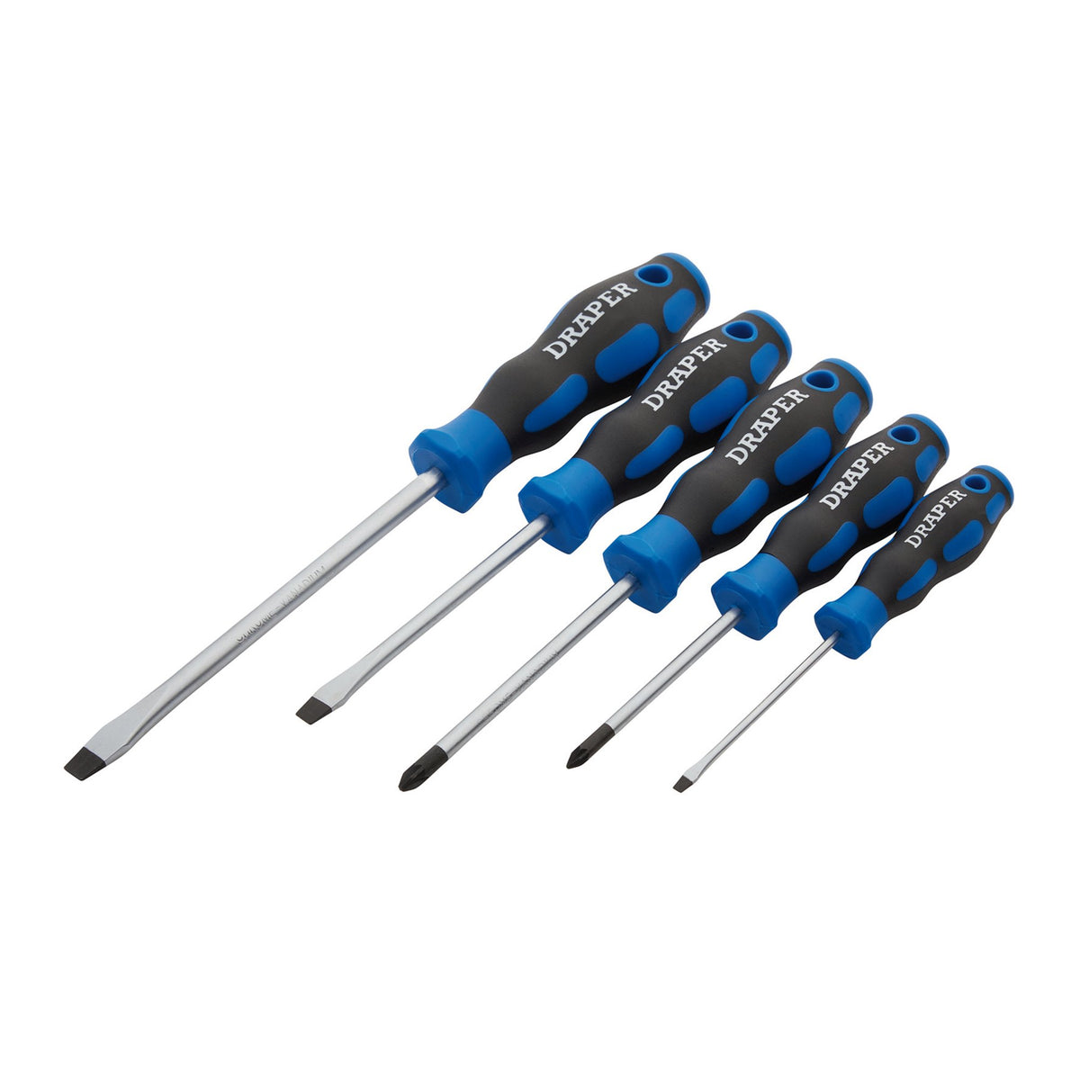 Soft Grip Screwdriver Set, 3 x Plain Slot, 2 x PZ TYPE (5 Piece ...